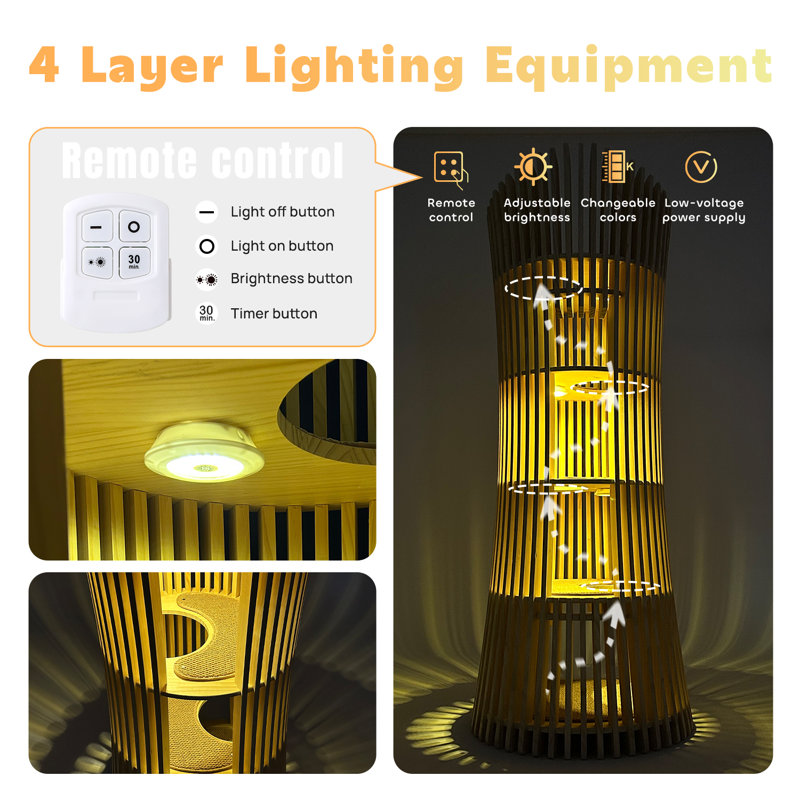 KZLAA 66.9'' H Pure Solid Wood Modern Cat Tree with Lights | Wayfair